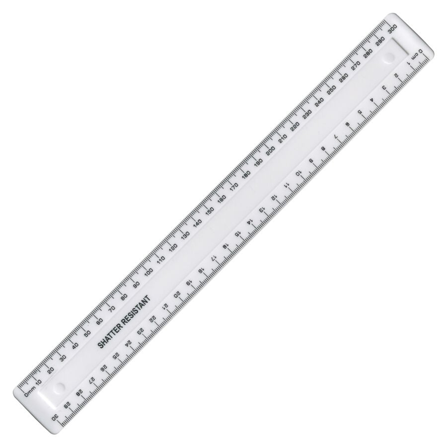 White Shatter Resistant 30cm Rulers in mm cm 10pk 100pk