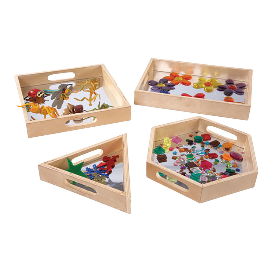 Mirrored wood tray store