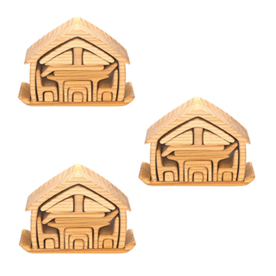 Wooden Nesting Houses 3pk | Small World Buildings | TTS