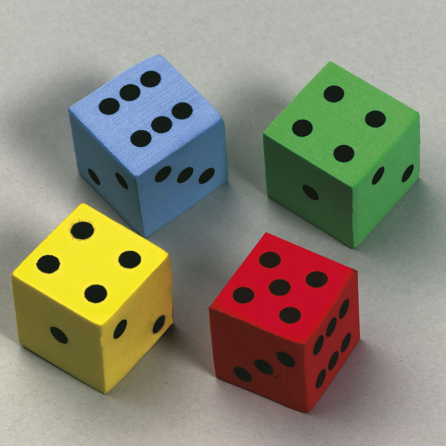 Multi Coloured Foam Silent Dice | Number | TTS