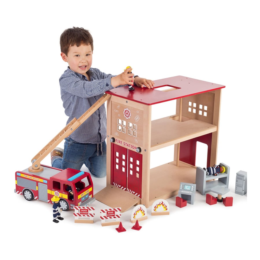 Fire Station and Furniture Wooden Play Set | Small World Buildings | TTS