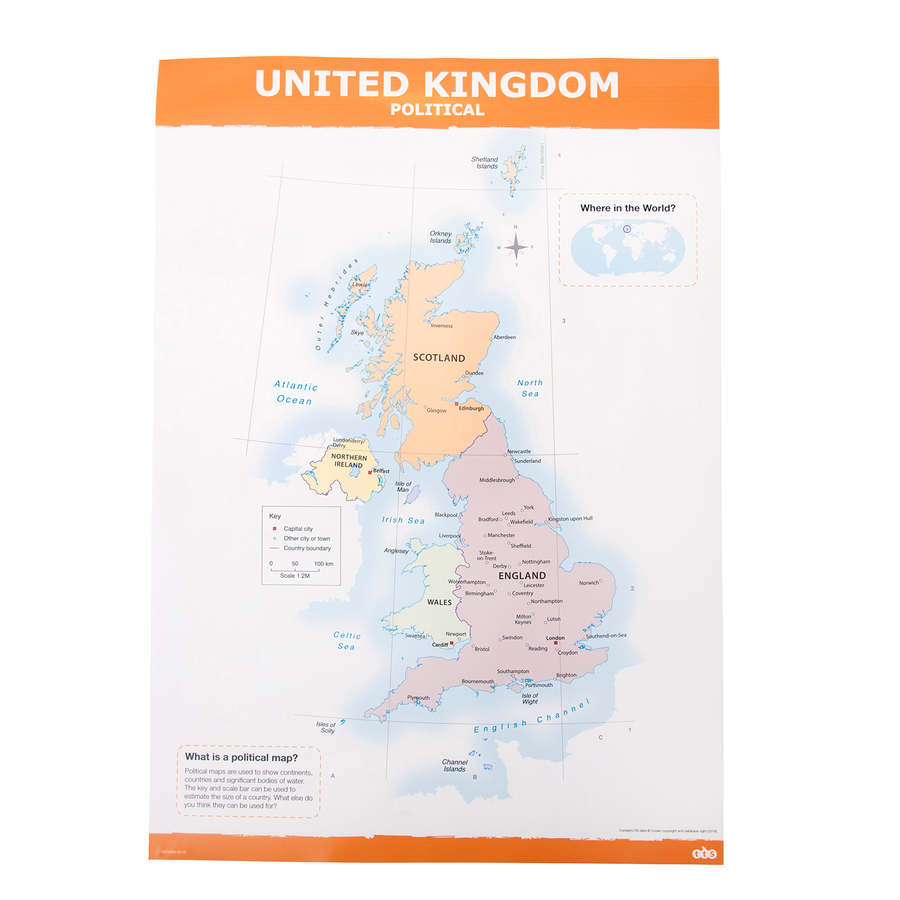 TTS British Isles UK Map Political and Physical A1 KS1 | Maps | TTS