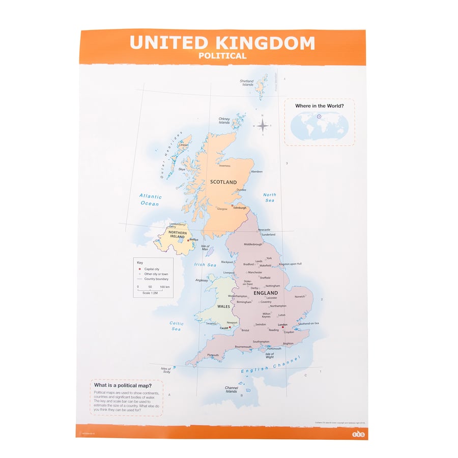TTS UK Map Political and Physical A1 KS2 | Maps | TTS