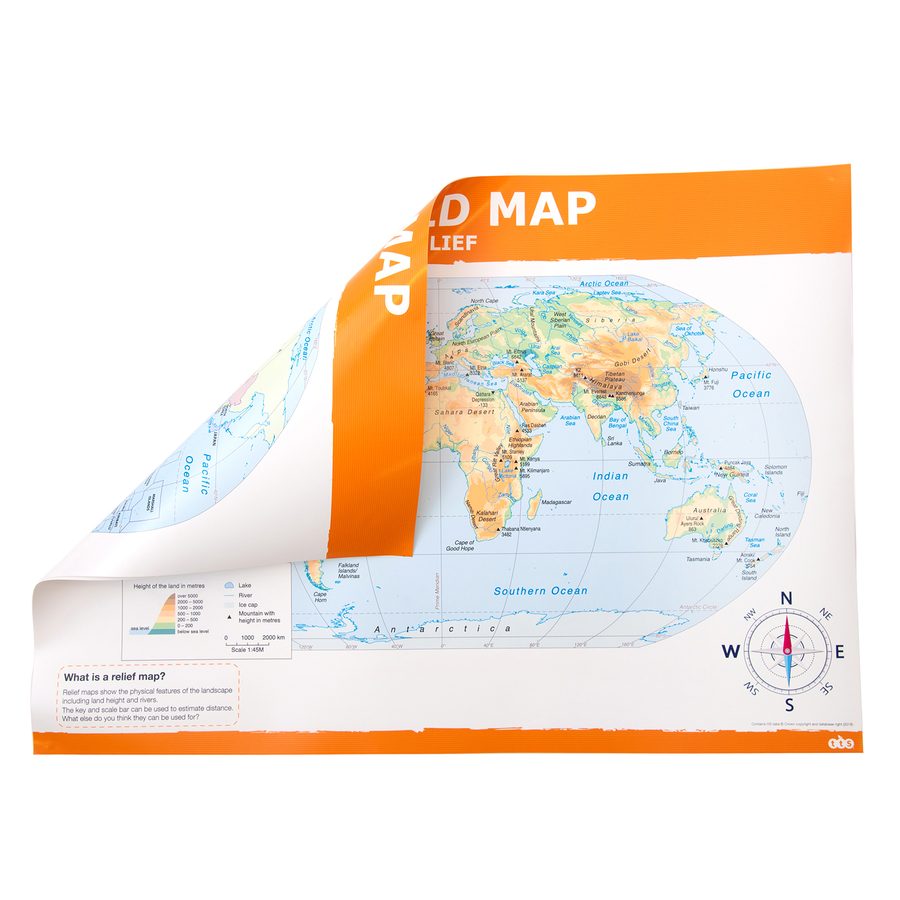TTS Map of the World Political and Physical A1 KS2 | Maps | TTS