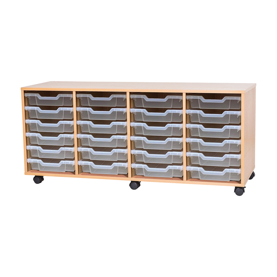 Buy Mobile Quad Tray Storage Unit 24 Trays Clear | TTS